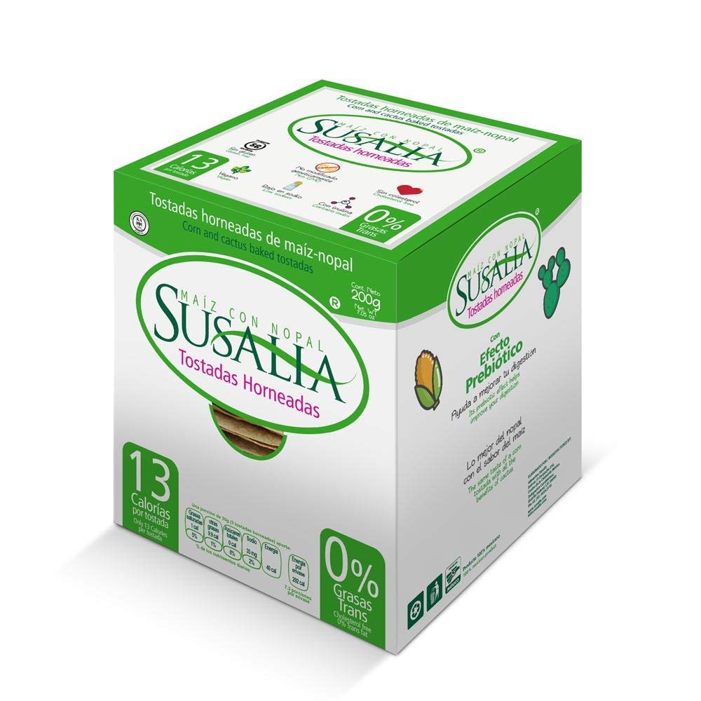Susalia Tostadas de cactus y maíz horneados, estuche con 12 paquetes de ...