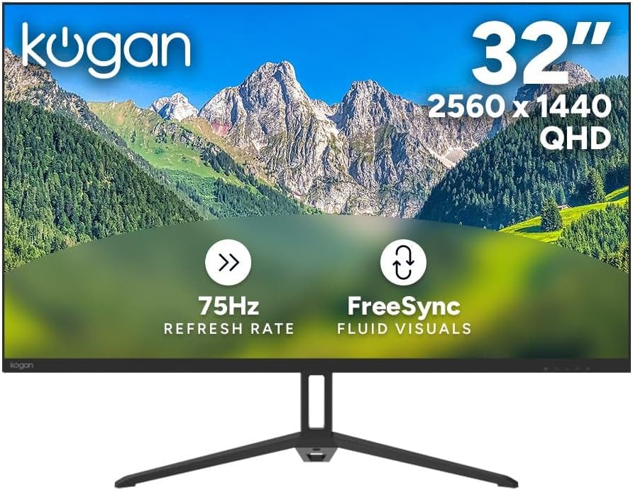 Kogan 32" QHD 75Hz Frameless FreeSync Monitor (2560 x 1440 ...