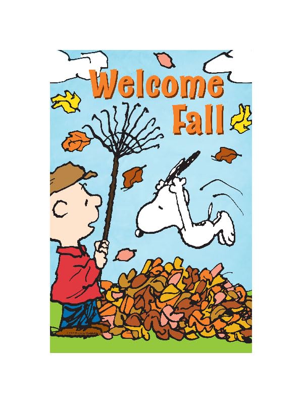 Amazon.com : Flagology.com, PEANUTS® Fall Leaf Pile Plunge – House Flag ...