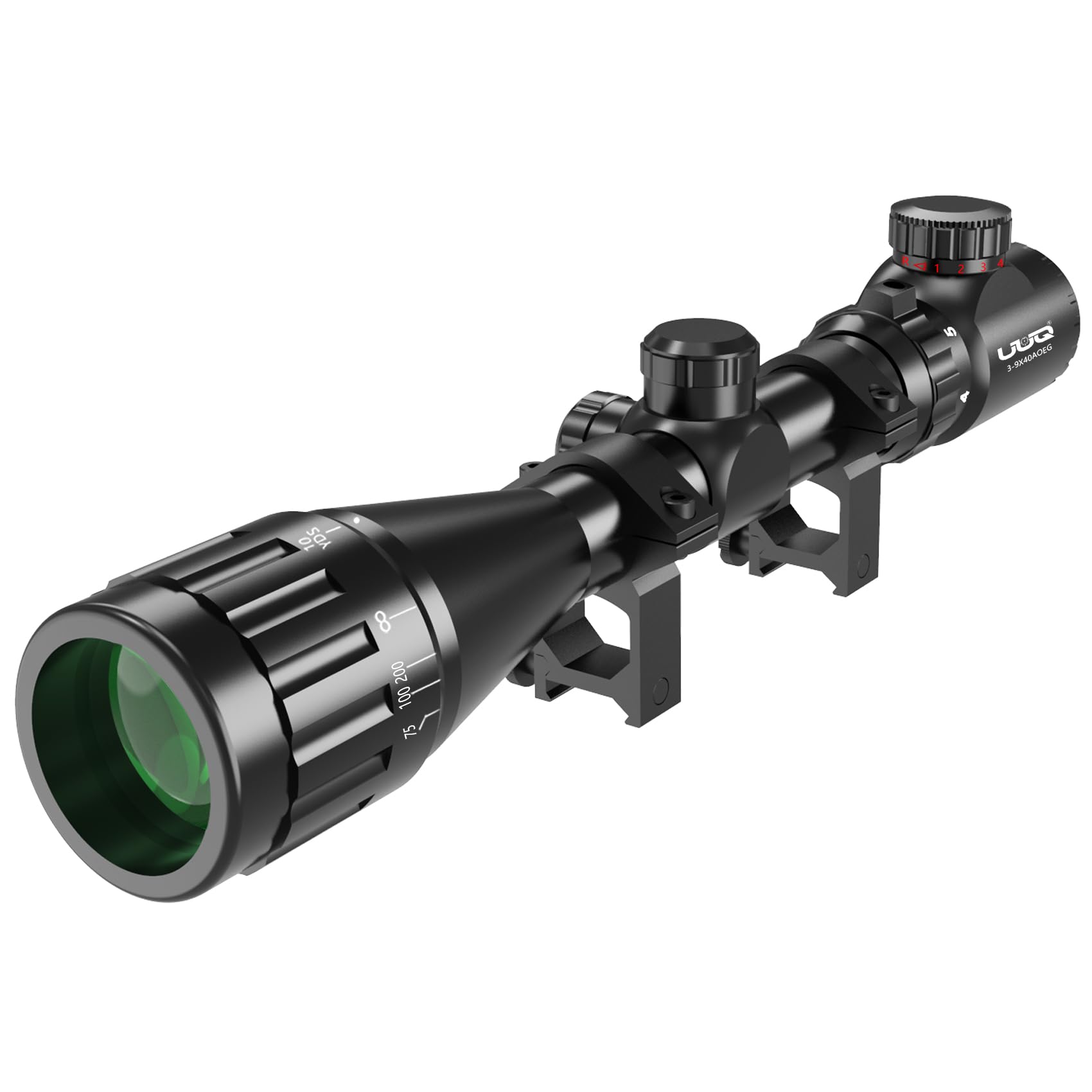 UUQ 3-9x40 AO Rifle Scope with Red & Green Illumination - Long Range ...