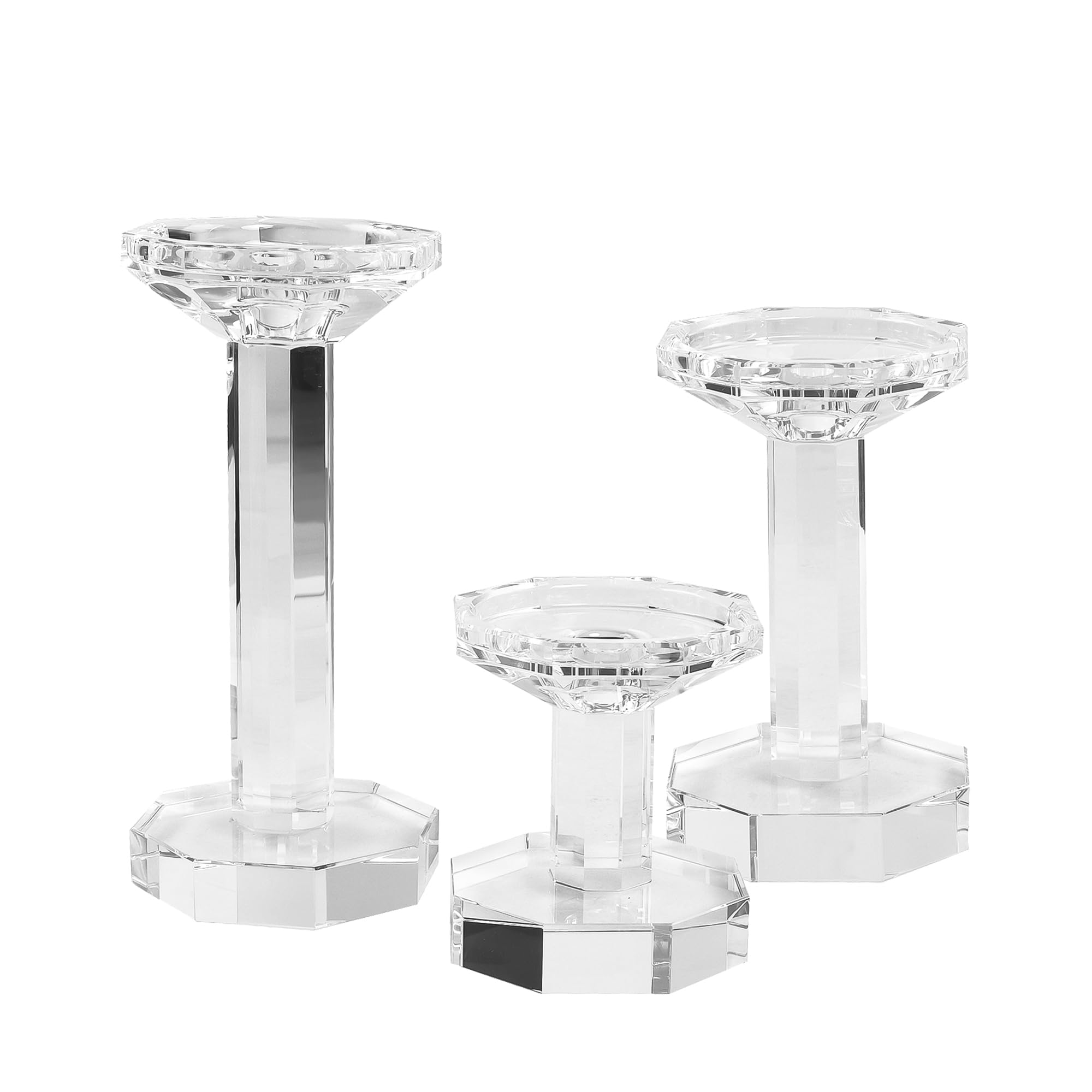 Amazon.com: DONOUCLS Crystal Candlestick Holders Set of 3, Clear ...