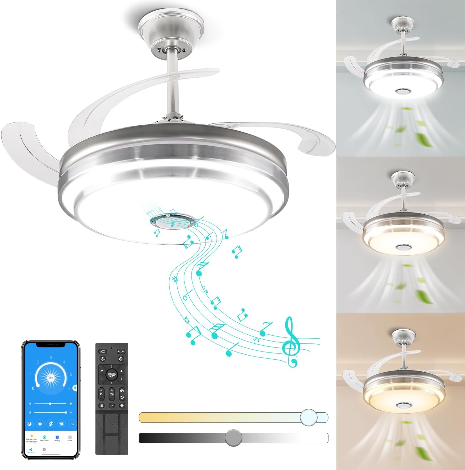 CANMEIJIA Ventilador de Techo con Luz y Control Remoto&App,Abanico de ...