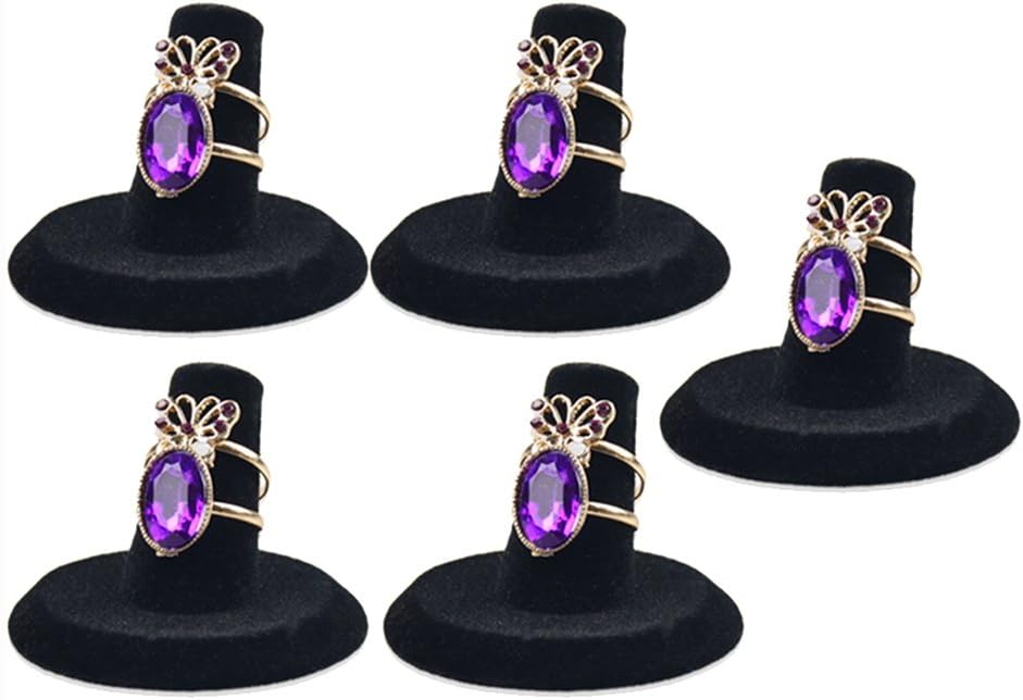 Amazon.com: Bocar 5pcs Black Velvet Finger Ring Display Showcase ...