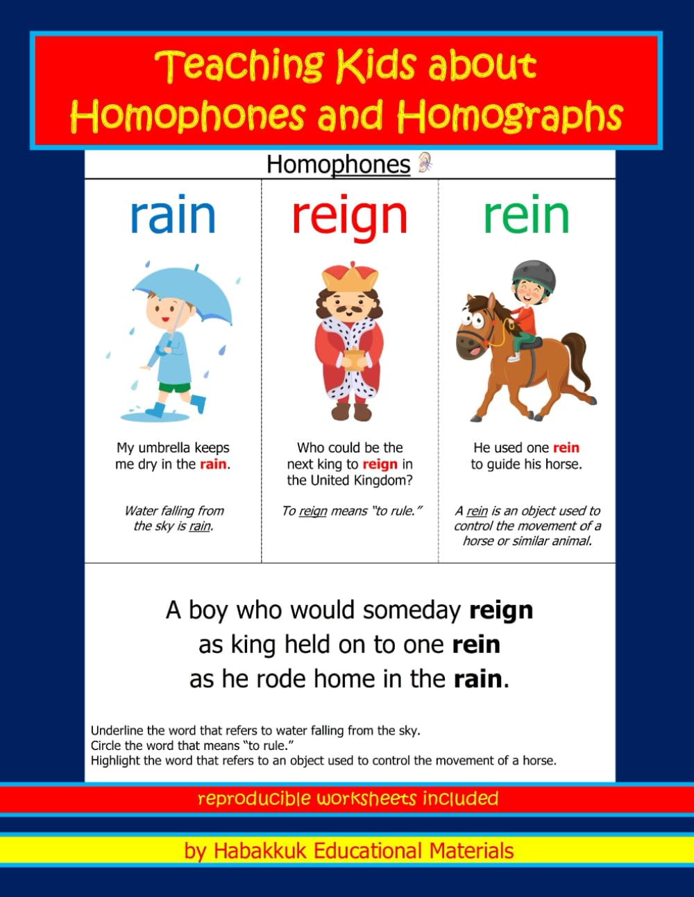Teaching Kids about Homophones and Homographs: reproducible worksheets ...