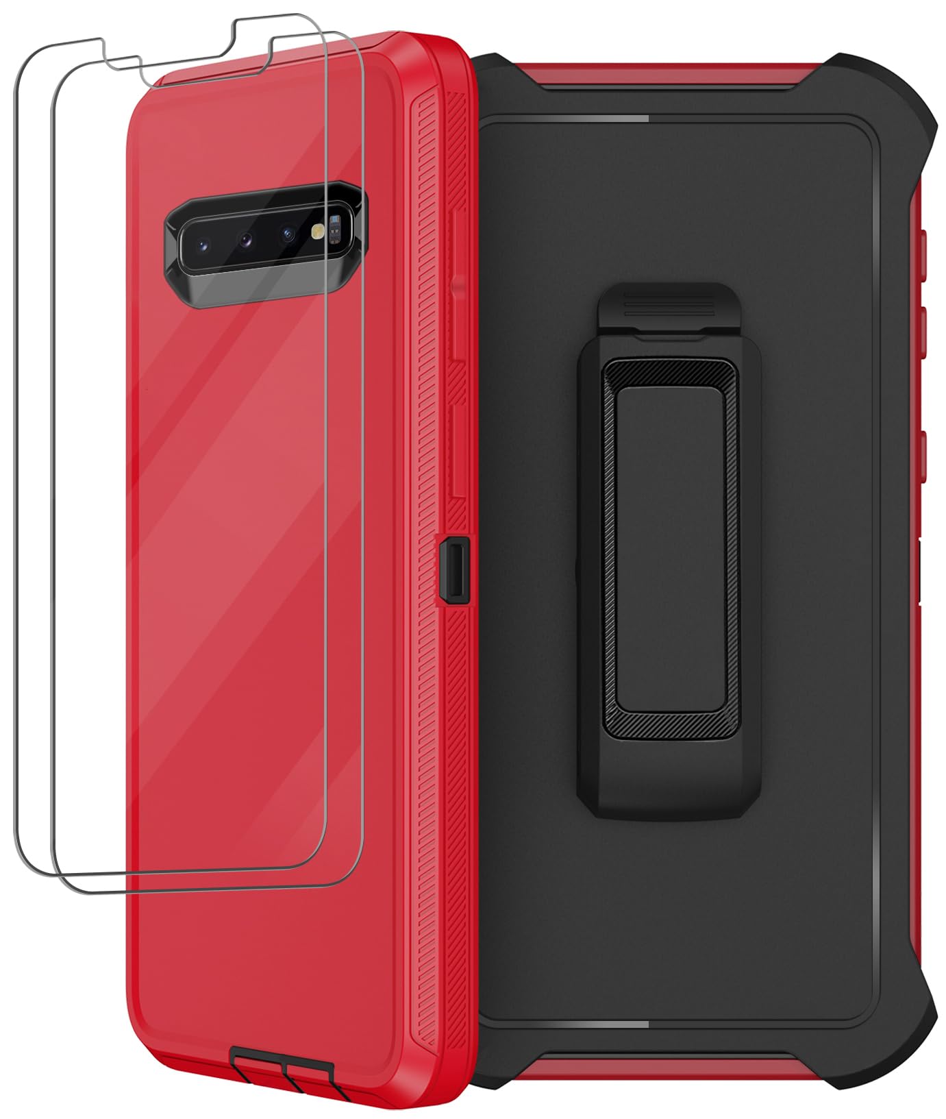 Amazon.com: for Samsung Galaxy S10 Case with Belt Clip Holster, 2 x Screen Protector, [Military ...