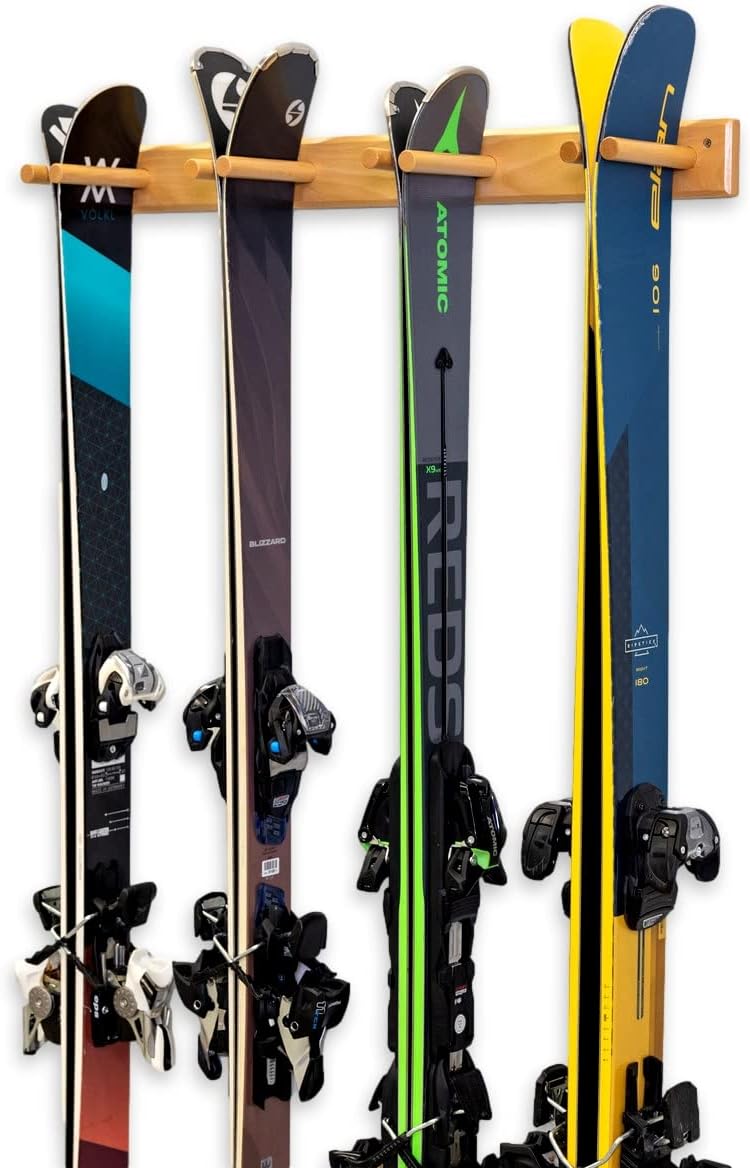 Amazon.com: StoreYourBoard Timber Ski Wall Rack, 4 Pairs of Skis ...