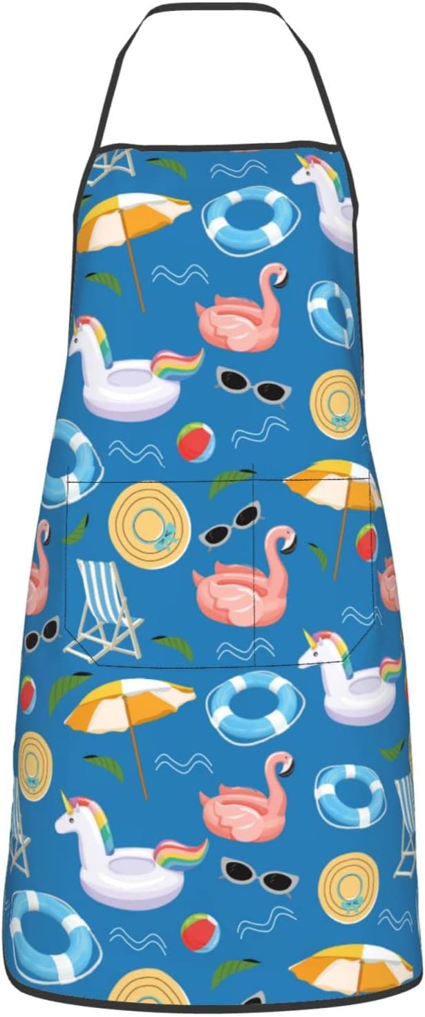 Amazon.com: errtavt Swimming Pool Unicorn Flamingo Lifebuoy Apron Funny ...