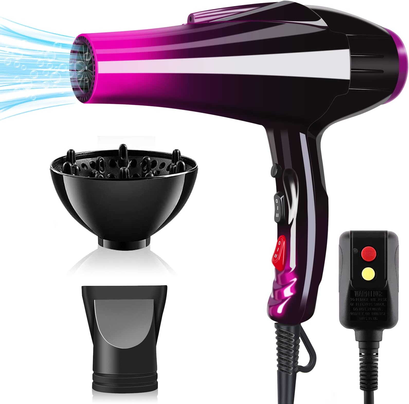 Amazon.com : Hair Dryer 3500W Professional Blow Dryer Built-in Powerful AC Motor Diffuser Fast ...