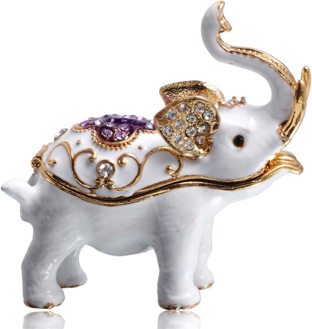 Amazon.com: Waltz&F Cute big elephant Trinket Box Hinged Hand-painted ...