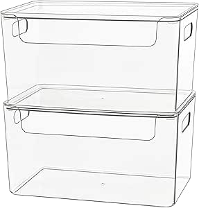 Amazon.com: ZEXALOR Clear Plastic Storage Bin with Lid, Stackable ...