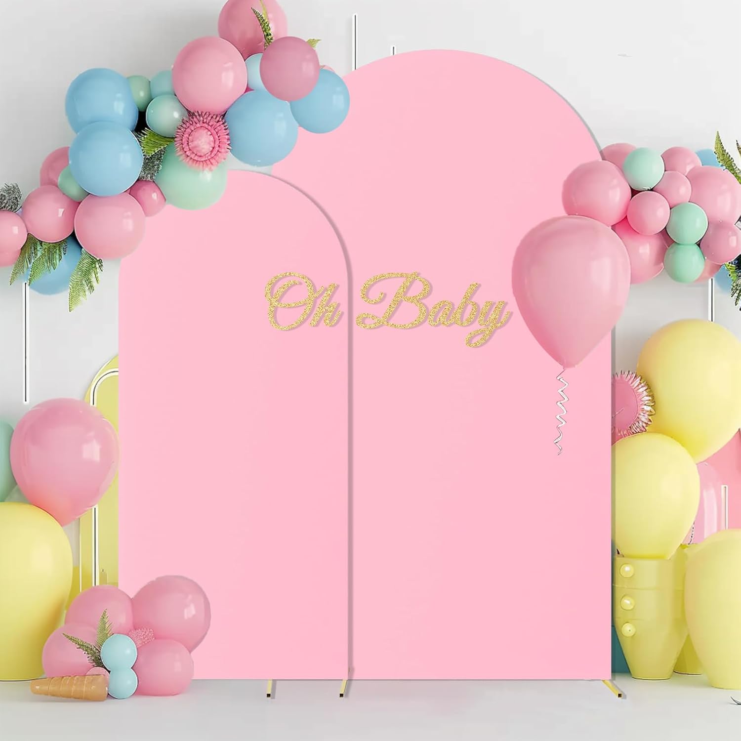 Amazon.com : JCJ Arch Backdrop 7.2FT 6FT, Pink Wedding Stand Cover Set ...