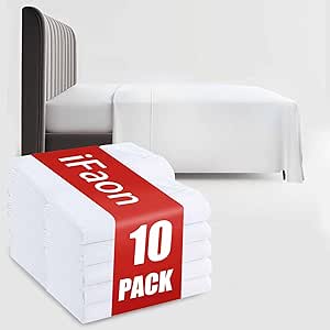 iFaon Pacote com 10 lençóis de solteiro brancos | Amazon.com.br