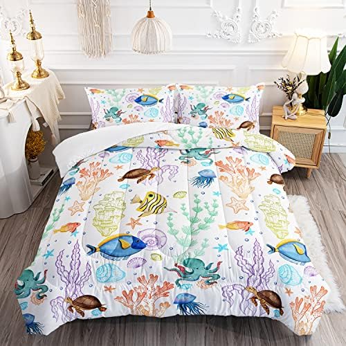 Amazon.com: Nesphy Sea Turtle Animal Fish Twin Comforter Set, Cute ...