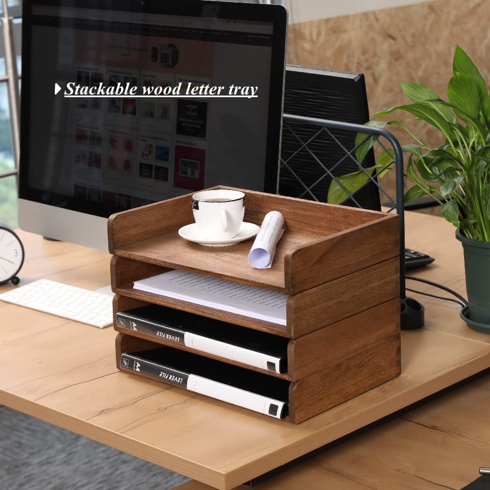 DDYURI Desktop File Trays Stackable Paper Tray for Letter/A4 Size ...