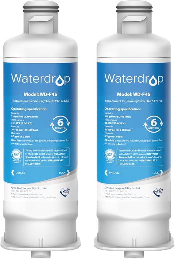 Waterdrop DA97-17376B Refrigerator Water Filter, Compatible with ...