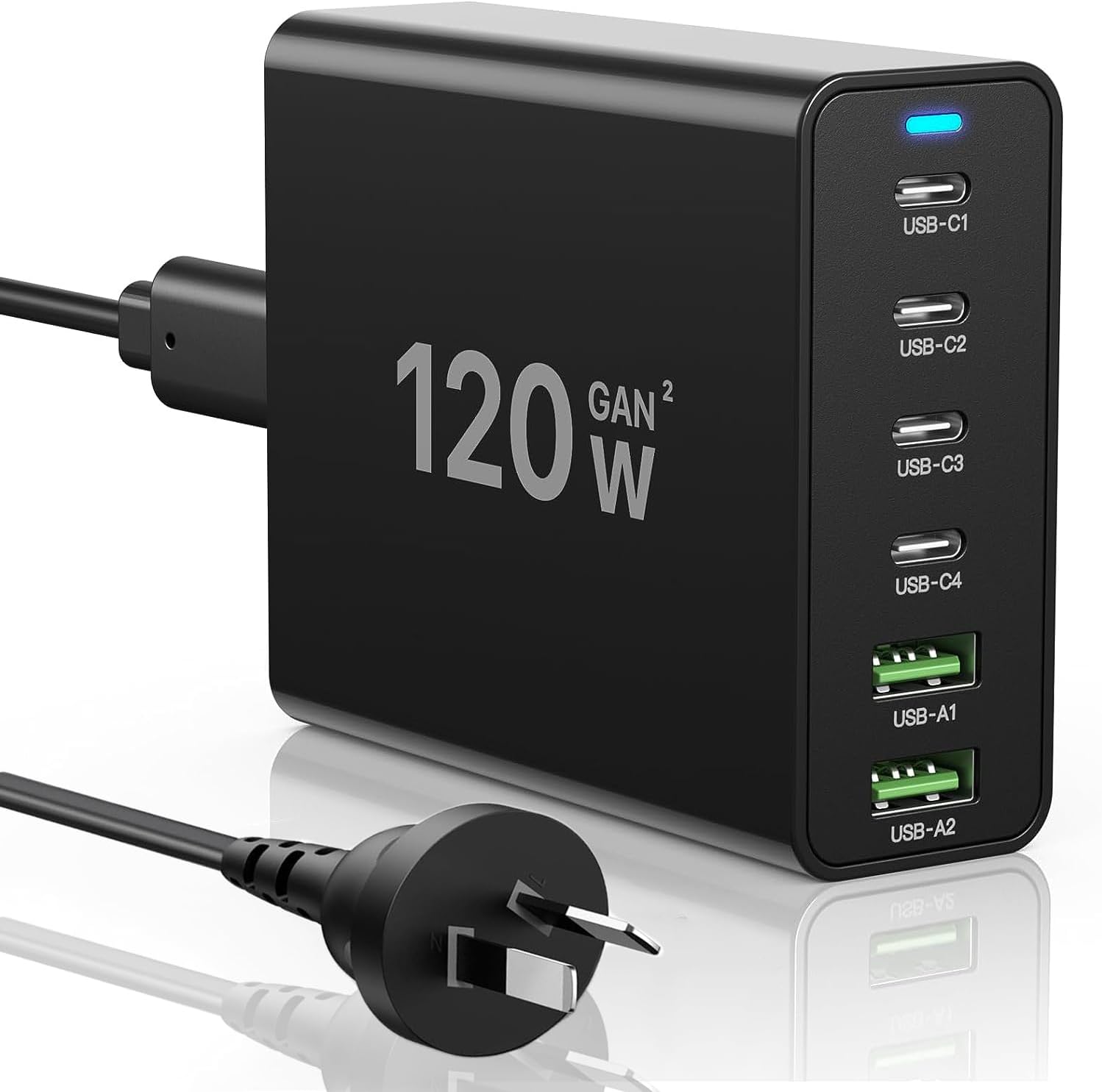 USB C Charging Station, 6 Port Charger【4 USBC + 2 USBA】 Total 120W ...