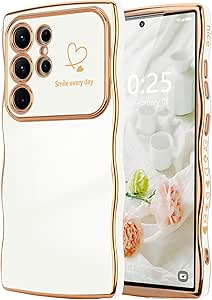 Amazon.com: LCHULLE for Samsung Galaxy S23 Ultra Case for Women Girls, Cute Wave Frame Curly ...