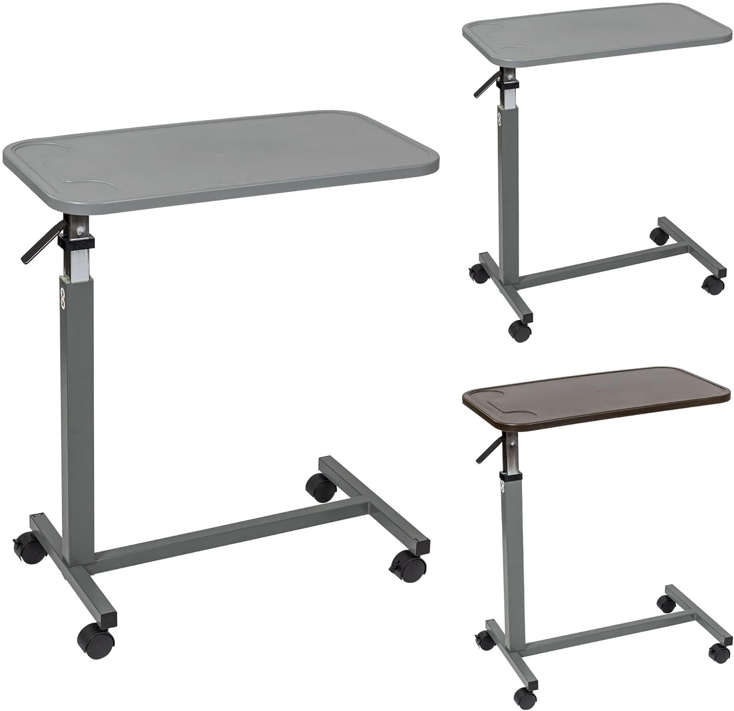 Amazon.com: Grey Overbed Table with Composite Top and Adjustable Height ...