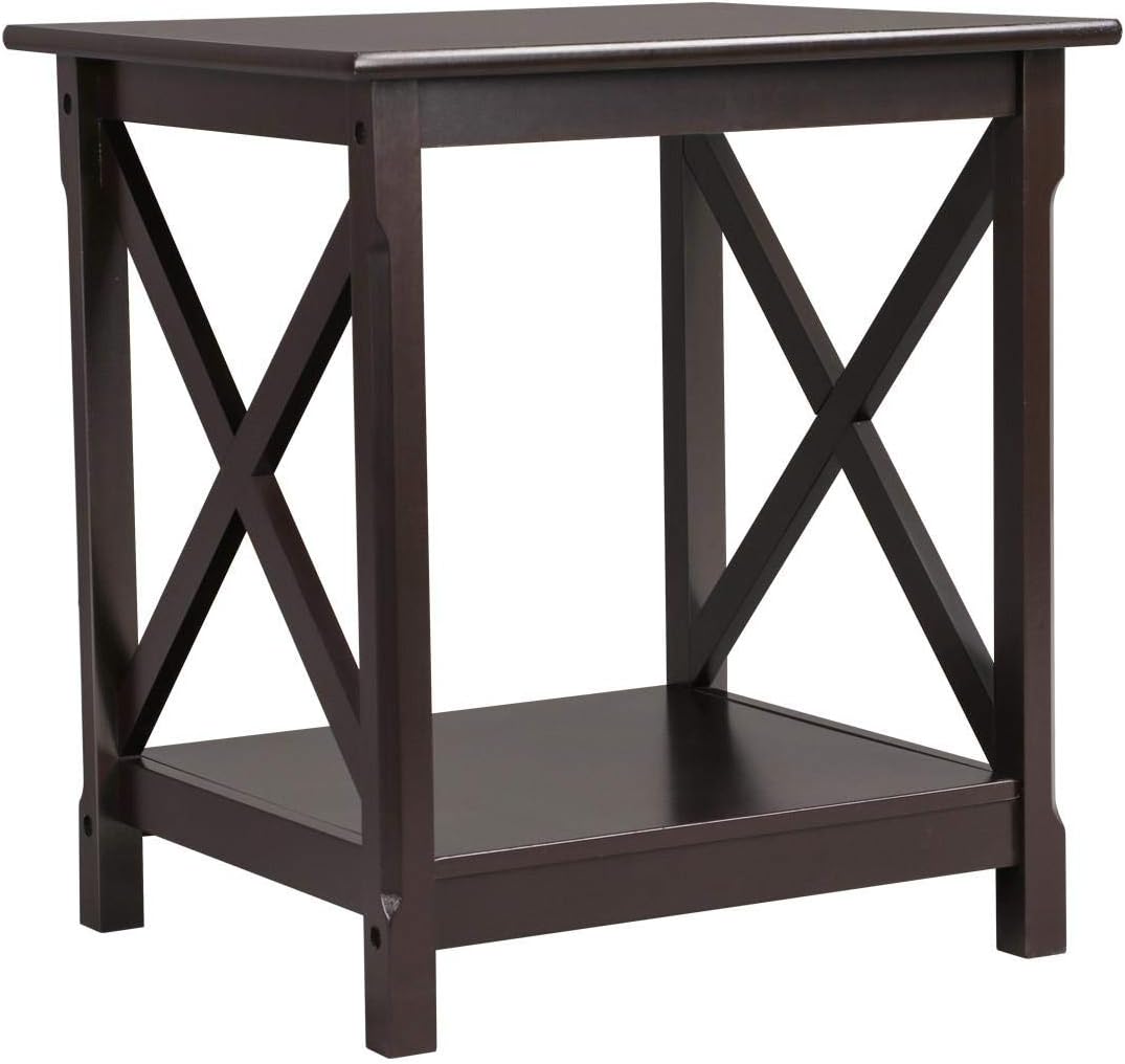 Amazon.com: RAAMZO Espresso Finish Wooden X-Design Chair Side End Table ...