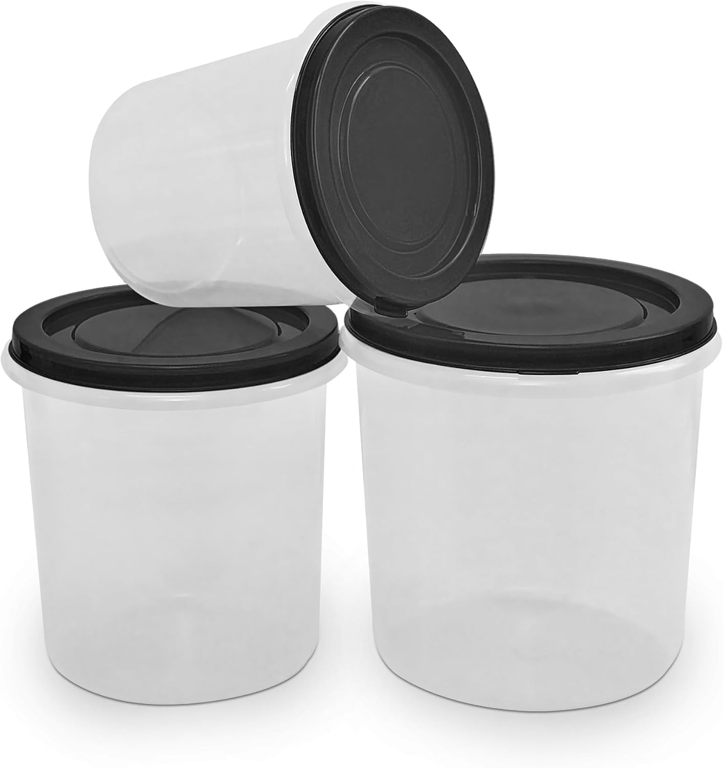 KAPCO Large Clear Plastic Round Containers (Set of 3) 10,000ml/15,000ml ...