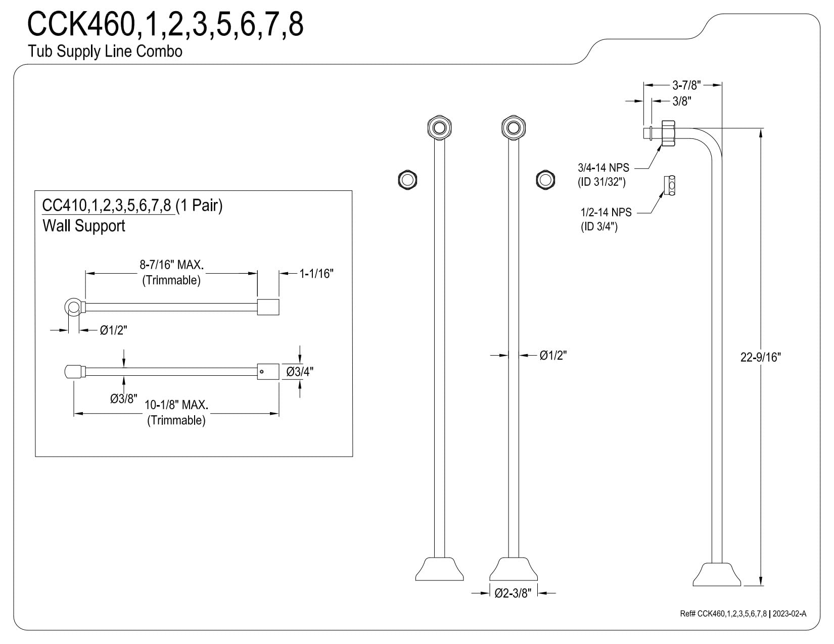 Wall Bracket For Clawfoot Tub Faucet Kingston Brass CCK467 Single ...