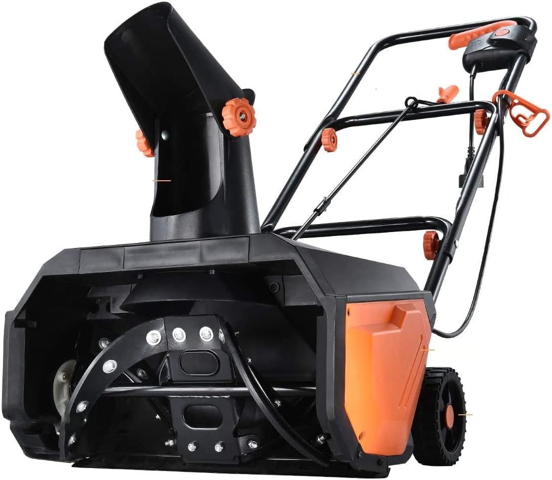 Review Kapoo Snow Thrower, Electric Snow Blower 18 Inch , 13 Amp, Steel Auger, Black & Orange ...