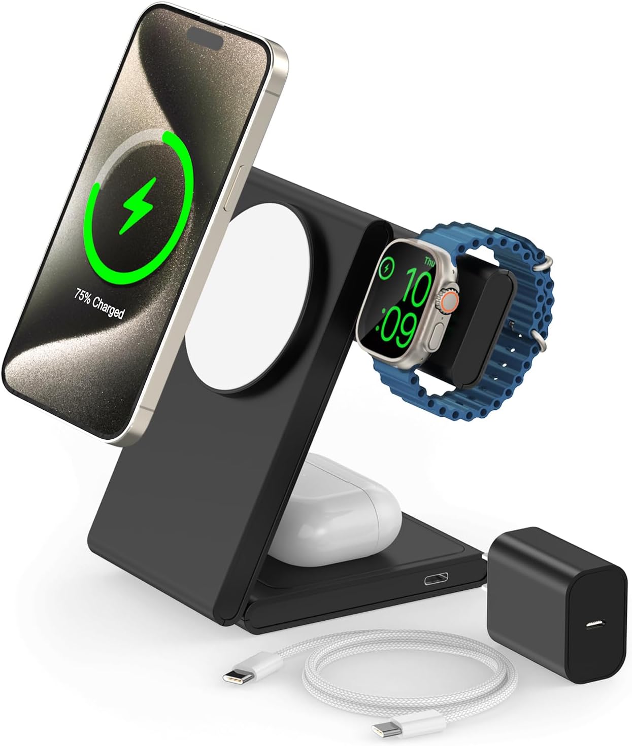Amazon.com: 3 in 1 Charging Station for Apple Devices Mag-Safe Charger ...