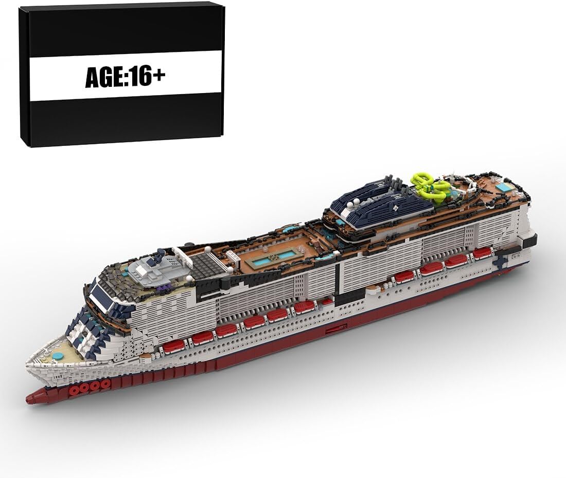 MetaHrystynx Italian Cruise Ship Model Building Bricks Set, MOC Ship ...