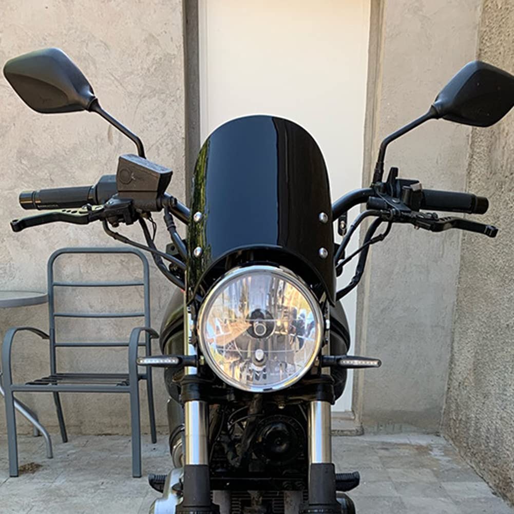 HONGPA Motorcycle Windshields Universal Windscreen w/Mount Bracket Fit ...