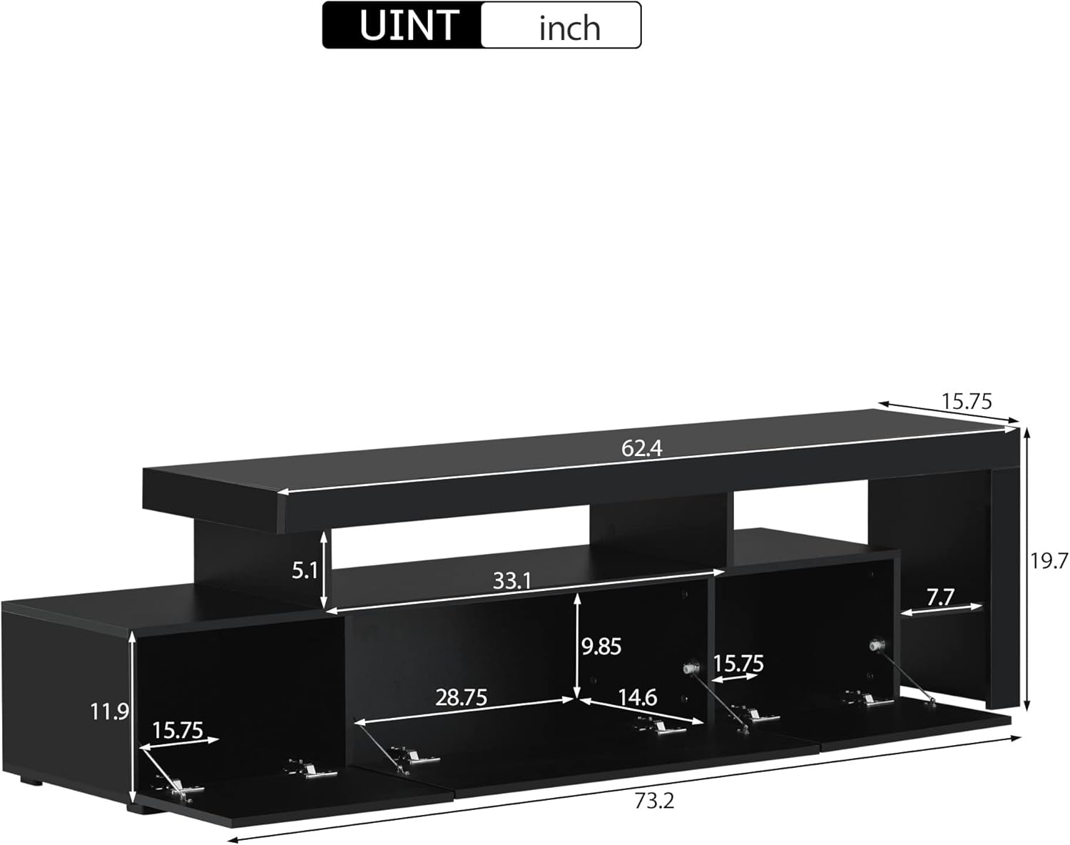 NewCosmos ON-Trend Modern Style 16-Colored LED Lights TV Cabinet UV ...