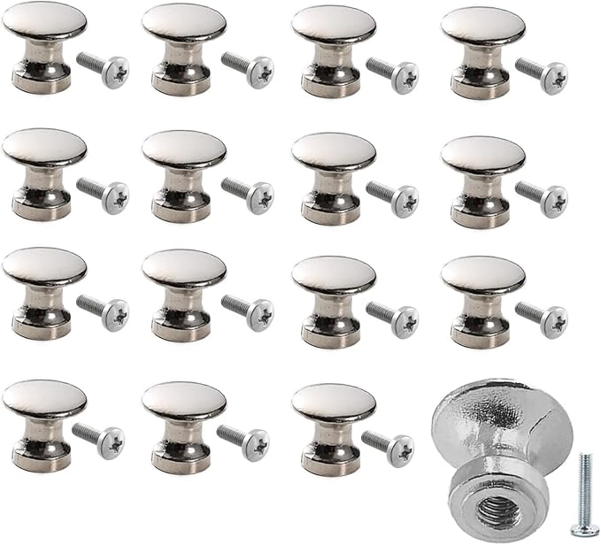 Joyangy 16Pcs Chrome Mini Cabinet Knobs Small Drawer Knobs 11.5mm ...