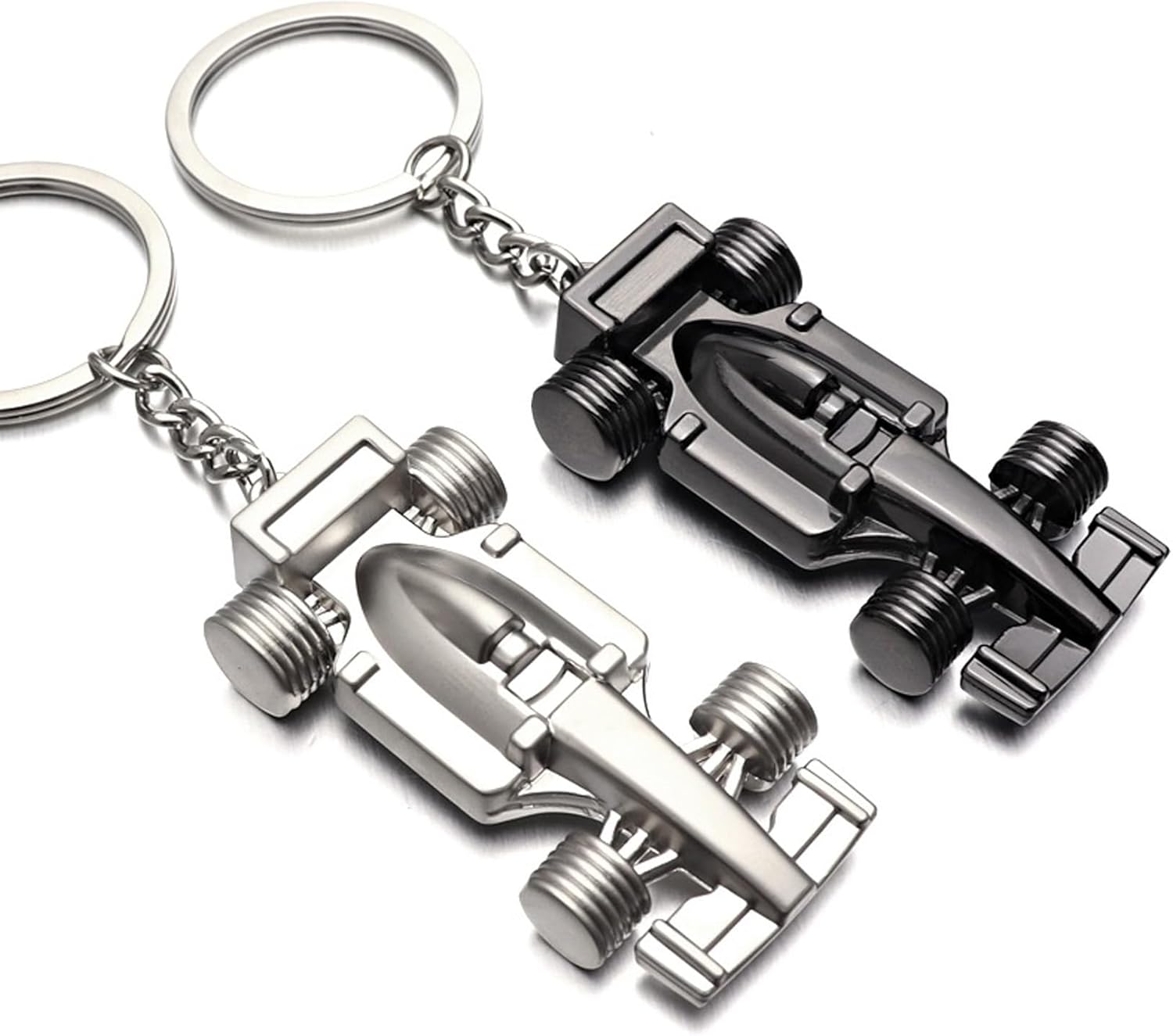 Amazon.com: ZBBONOLFC 2PCS 3D F1 Black and Silver Race Car KeyChain ...
