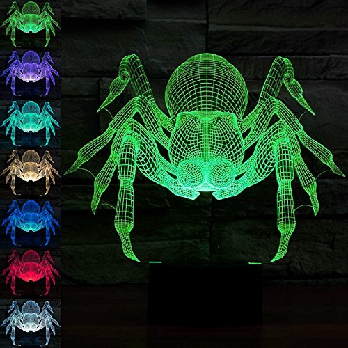 Amazon.com: SUPERNIUDB 3D Spider Night Light Illusion Lamp Effect 7 ...