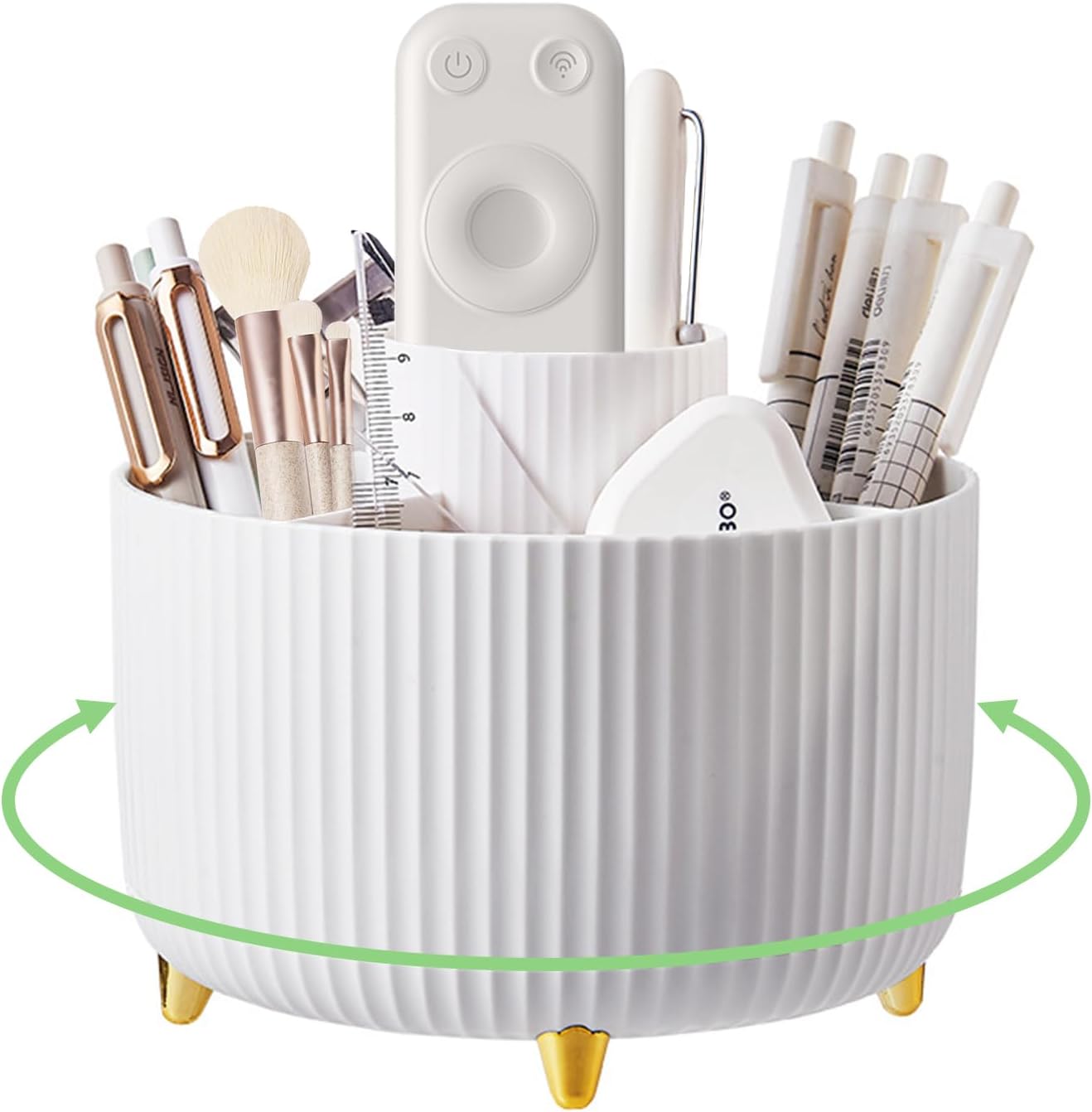 Harewu Portapenne girevole a 360 gradi, portapenne da scrivania con 5 ...