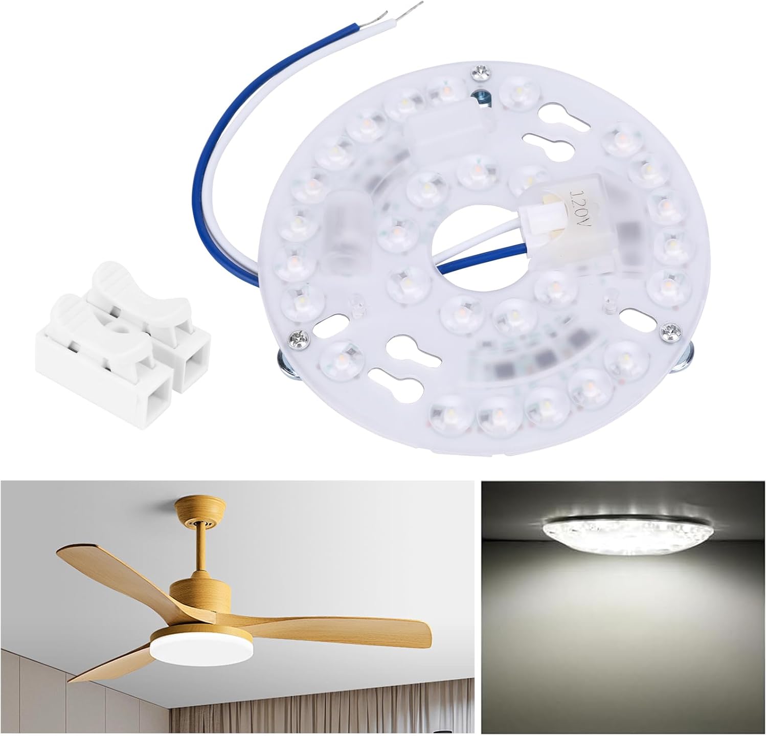 Amazon.com: AOZBZ 4.3'' Ceiling Fan LED Light Replacement, 15W 120V ...