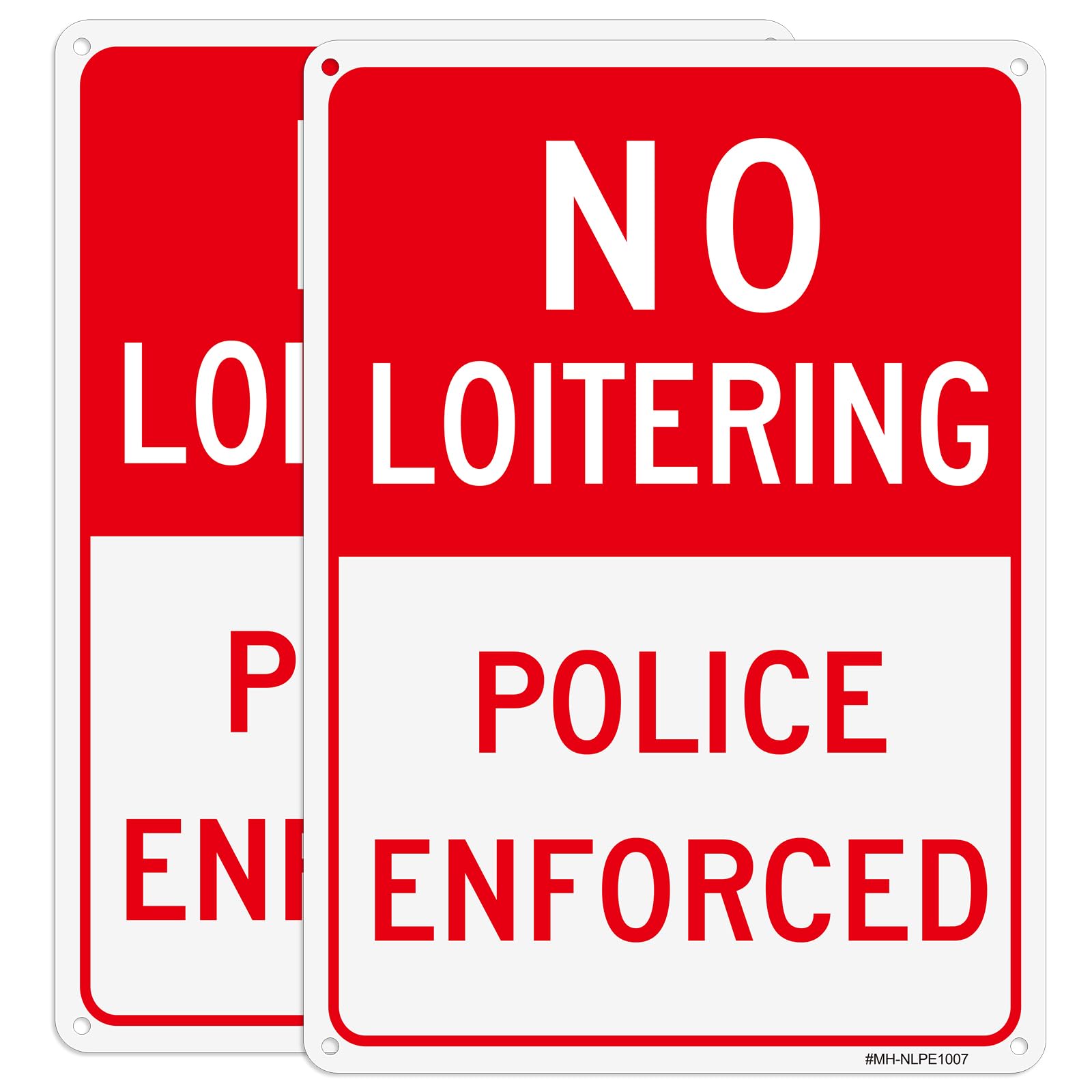 Amazon.com: No Loitering Sign, 2 Pack 10'' x 7'' No Loitering Police Enforced Aluminum Signs, No ...