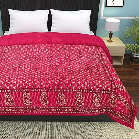 Buy OM ENTERPRISES 400 TC Double Bed Organic Cotton Jaipuri Razai Bed ...
