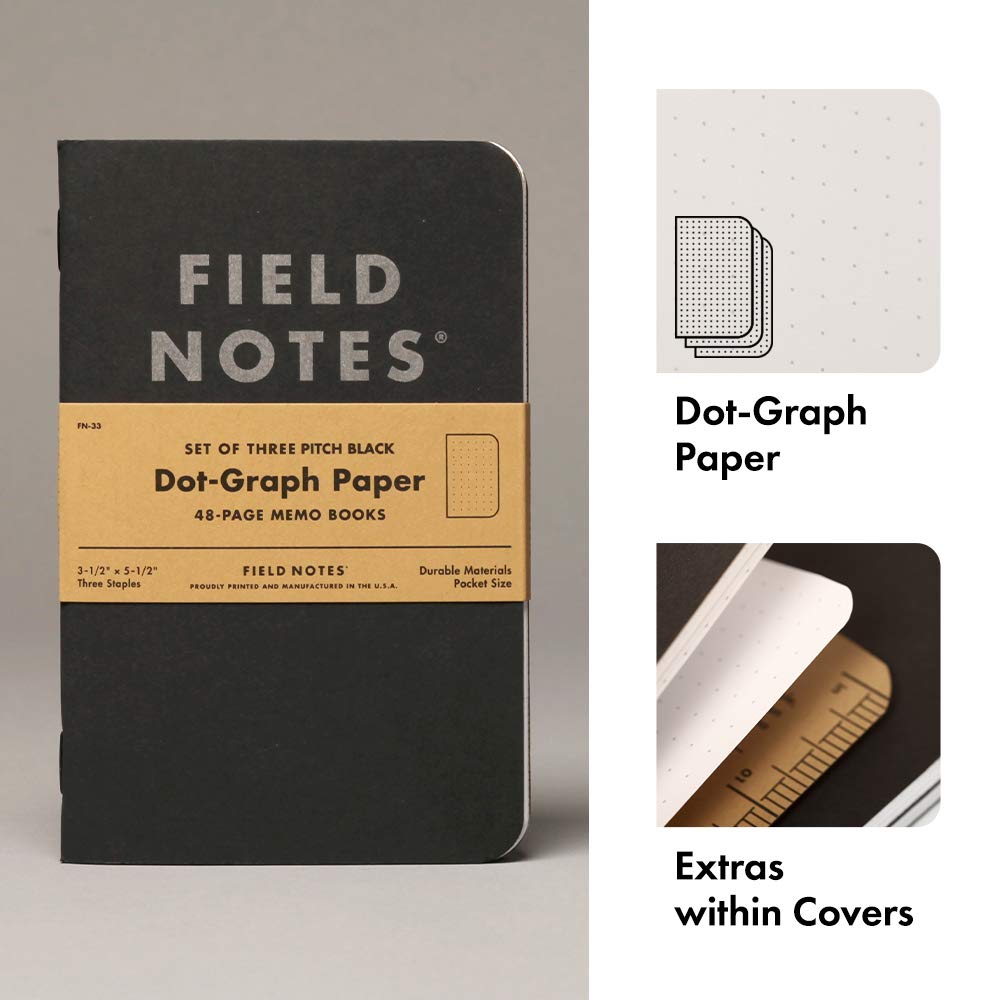  : Field Notes 3-pack Pitch Black Memo Books (3.5" X 5.5 