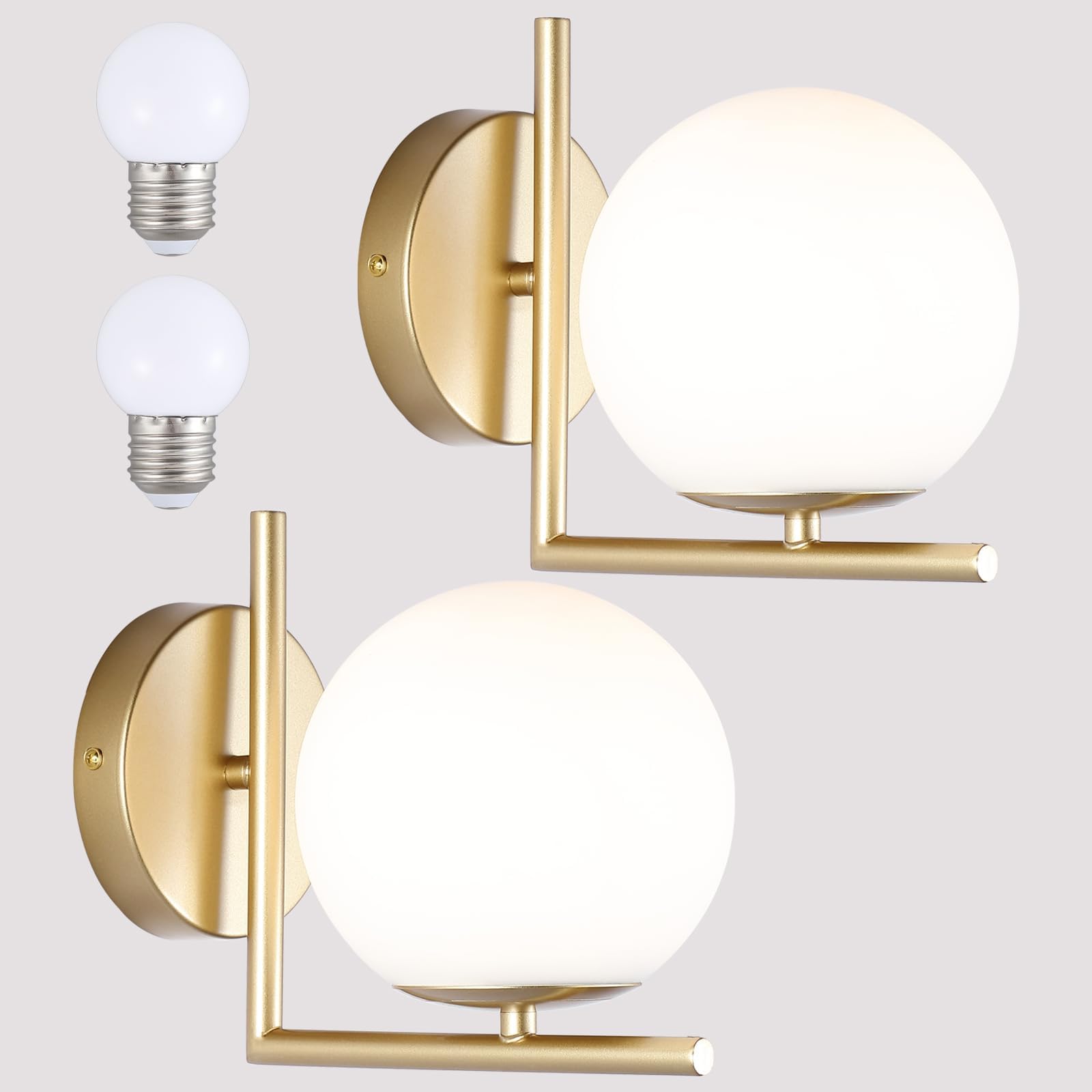 Mid-Century Modern Clear Glass Globe Wall Sconce, Black& Gold Wall ...