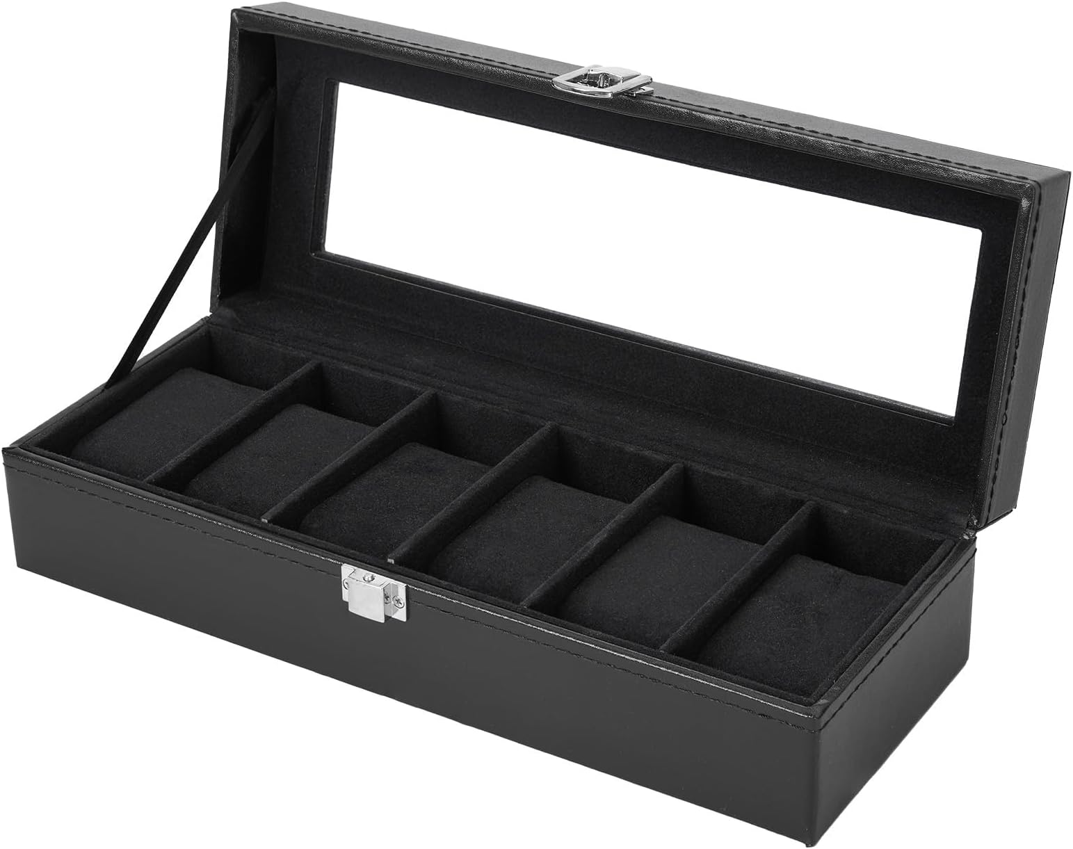 Baskiss 6 Slots Watch Box for Men, Solid Wood Holder Display Storage ...