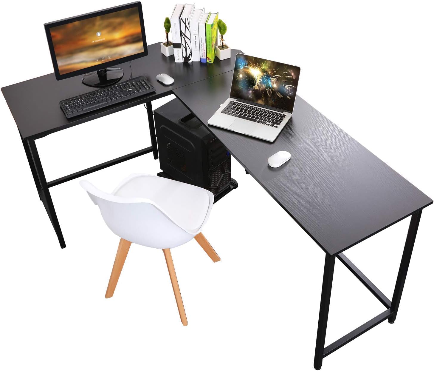 Amazon.com: SCAUA Computer Desk, Gaming Desk, 66.1"" L Shaped Coner ...