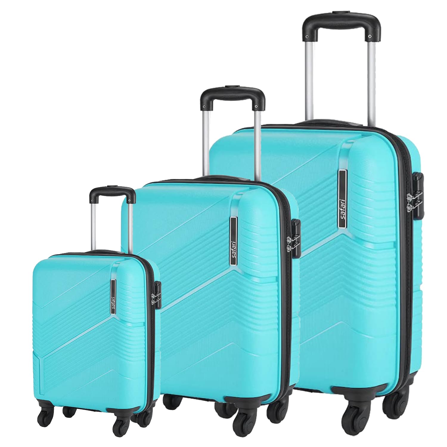 Safari Polycarbonate (Pc) Hard Trolley Bags Set Of 3 (Small, Medium ...