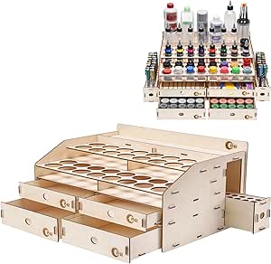 Amazon.com: OPHIR Wooden Paint Rack Organizer with 32 Bottle Holes, Hobby Paint Storage Holder ...
