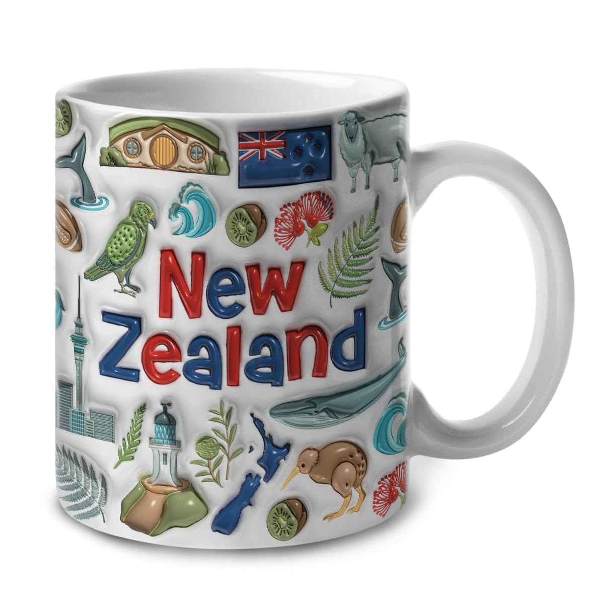 Amazon.com: Lotacy New Zealand Symbols Colorful 2D Coffee Mug With Flag ...