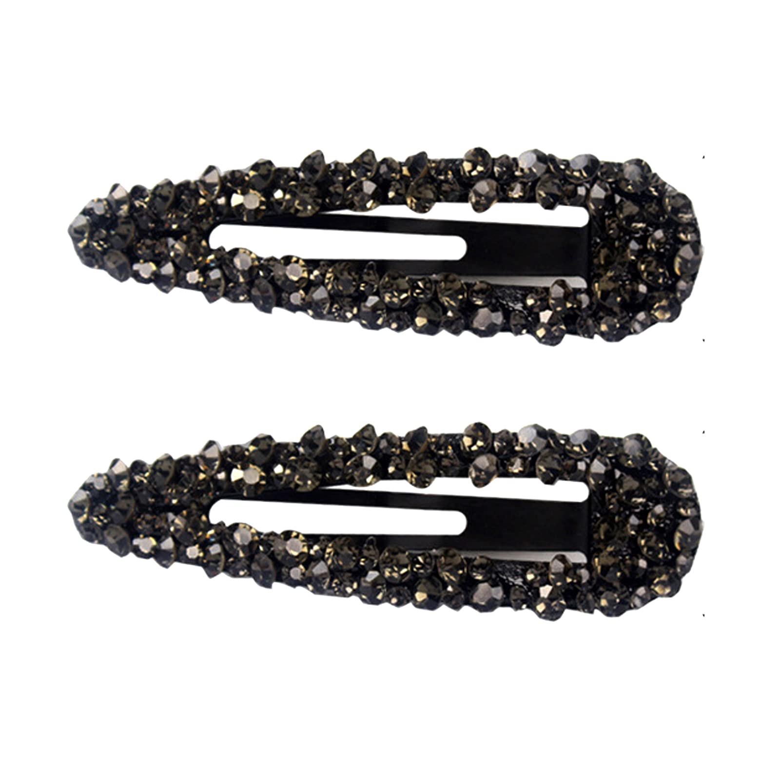 Amazon.com : Sparkly Czech Crystal Snap Clips 3.15" Black Stone Metal Hair Clips long Hair ...