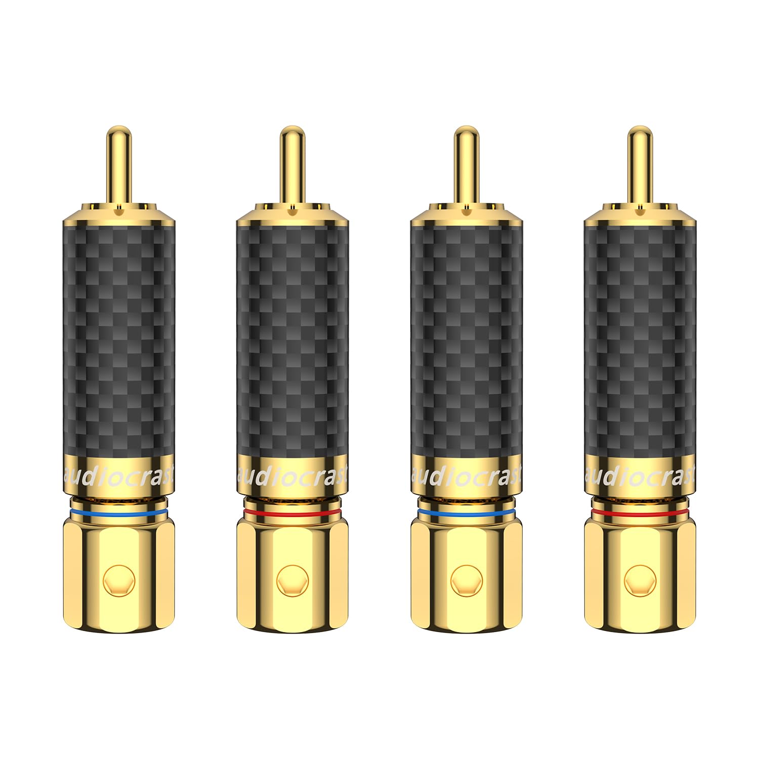 Audiocrast RCA Connectors Hi-Fi 4pcs 24k Gold Plated RCA Connectors ...
