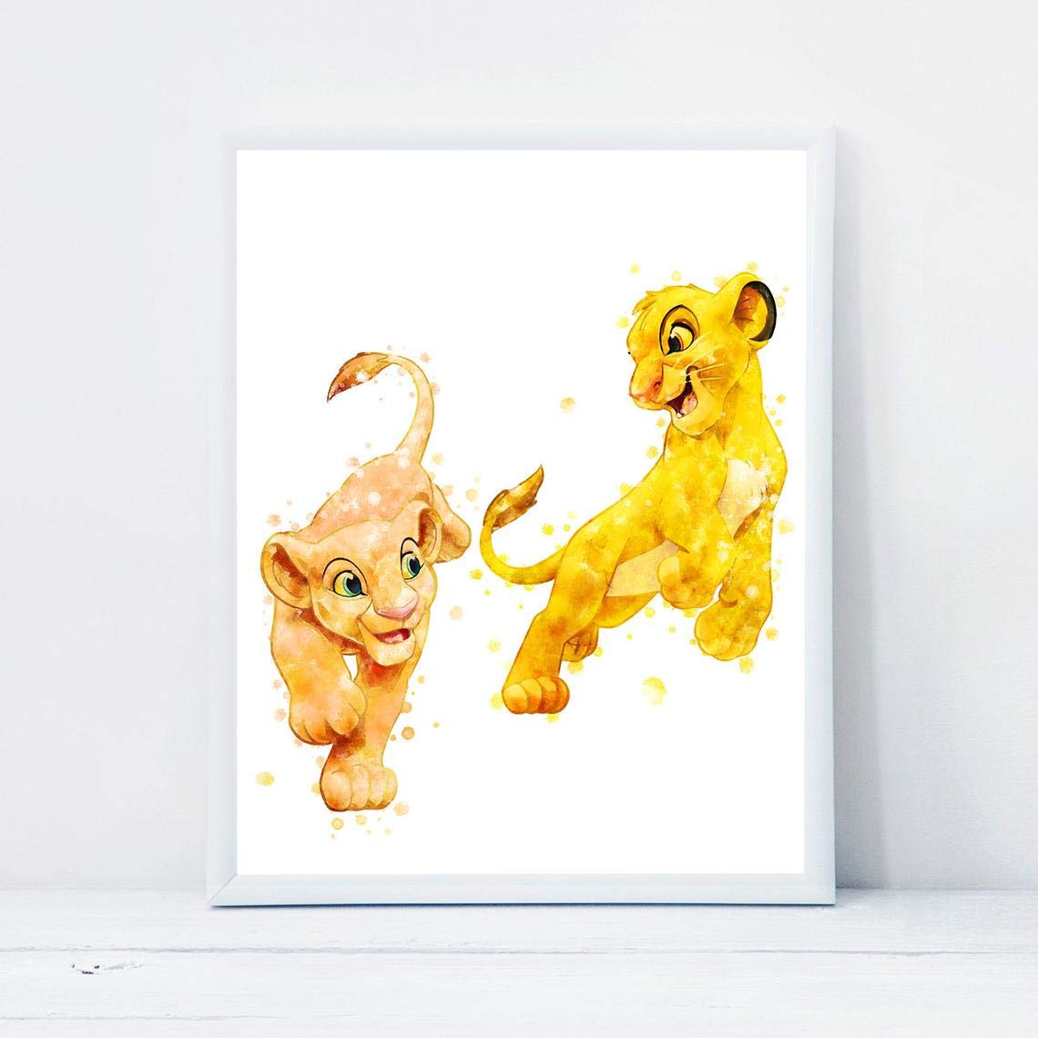 Simba And Nala Print Artwork The Lion King Watercolor Lion | Desertcart ...