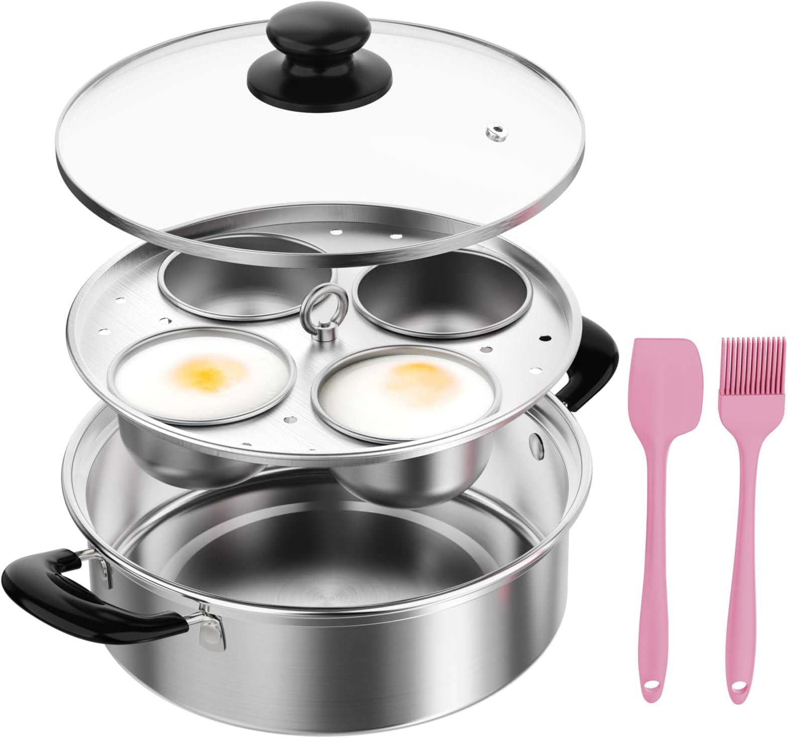 Amazon.com: Cooks Standard 4 Cup Nonstick Hard Anodized Egg Poacher Pan ...