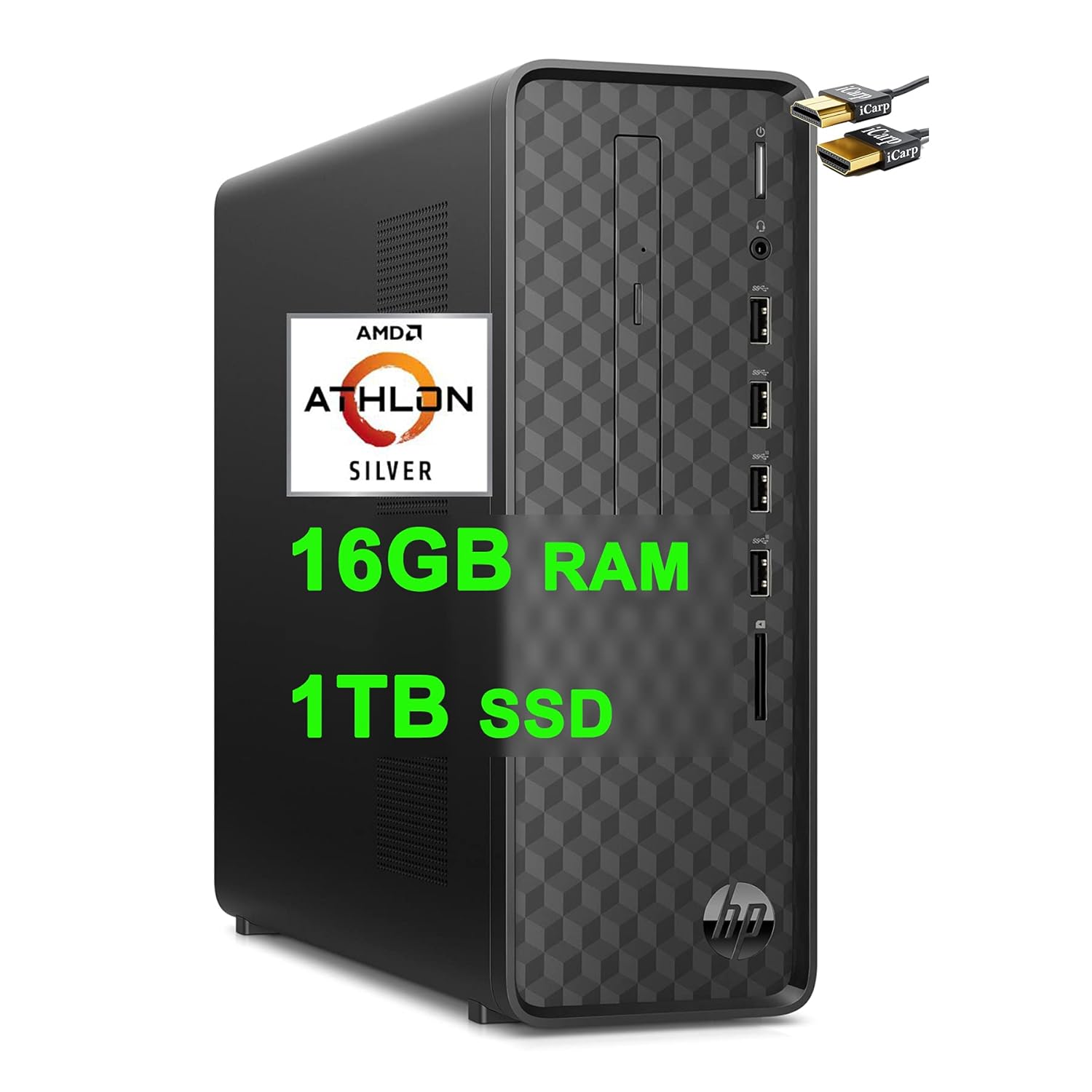 HP Flagship Slim Desktop Computer AMD Athlon Silver 3050U Processor ...