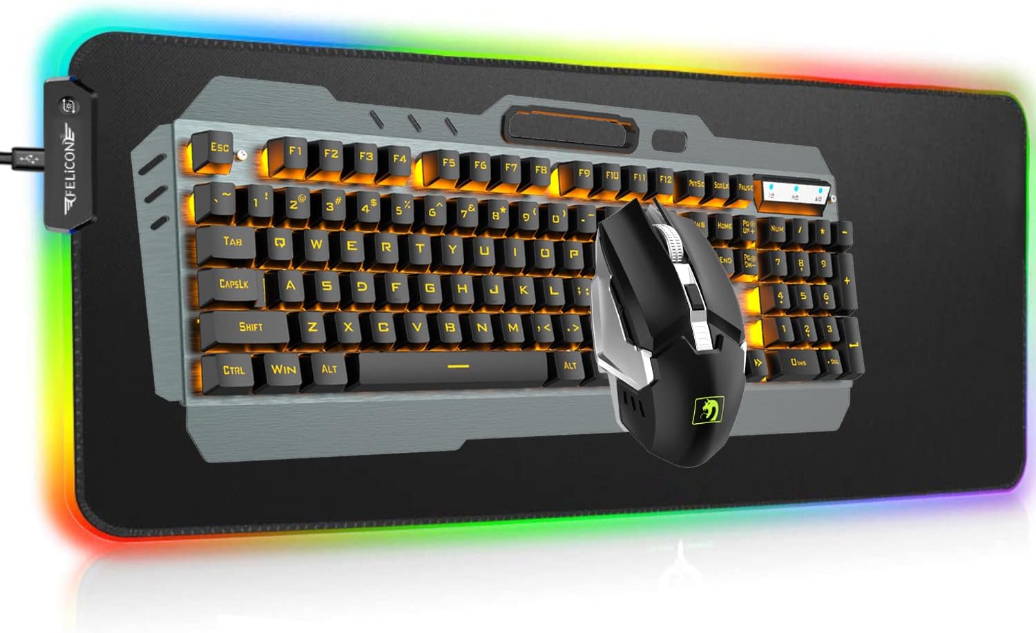 MAMBASNAKE 3 in 1 Wireless 2.4G Rechargeable Gaming Keyboard Mouse Set ...